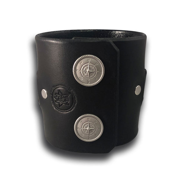 Black Leather Weaved Cuff Wristband with Snaps - Rockstar Leatherworks™