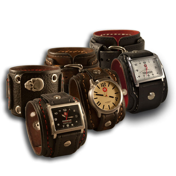 Wide Leather Cuff Watches - Handmade by Rockstar Leatherworks Tagged ...
