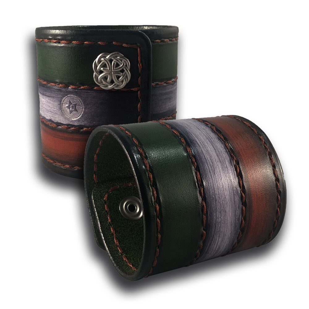 Irish Flag Leather Cuff Wristband with Rust Stitching - Rockstar ...
