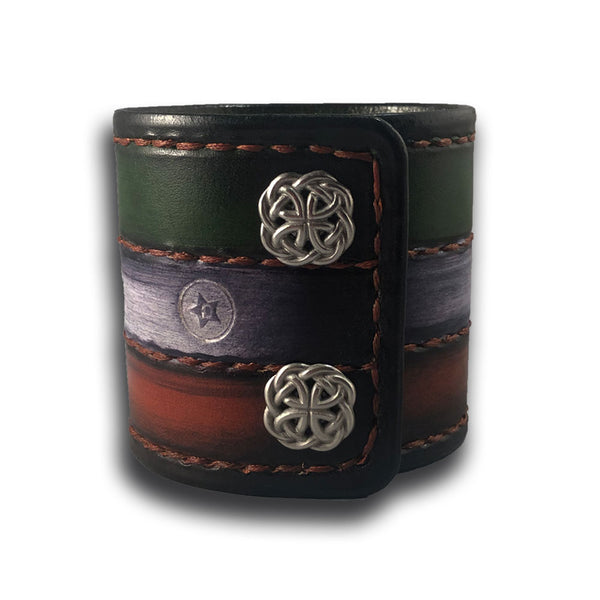 Irish Flag Leather Cuff Wristband with Celtic Snaps - Rockstar ...