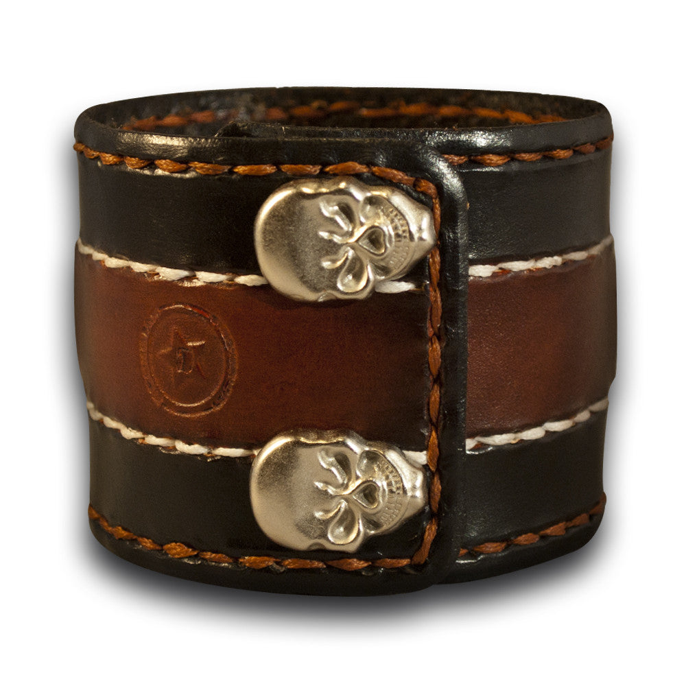 Black & Tan Leather Cuff Watch - 42mm Stainless/Sapphire - Rockstar ...