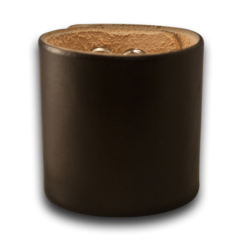 Black Leather Cuff Wristband with Skull Snaps - Rockstar Leatherworks™